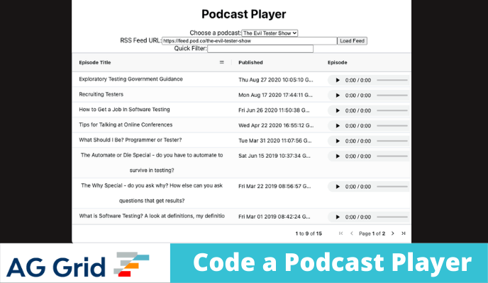 How to write a Podcast App using JavaScript, React and AG Grid