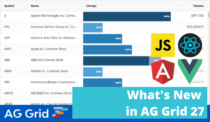 AG Grid Blog - JavaScript Data Grid supporting React, Angular, and Vue