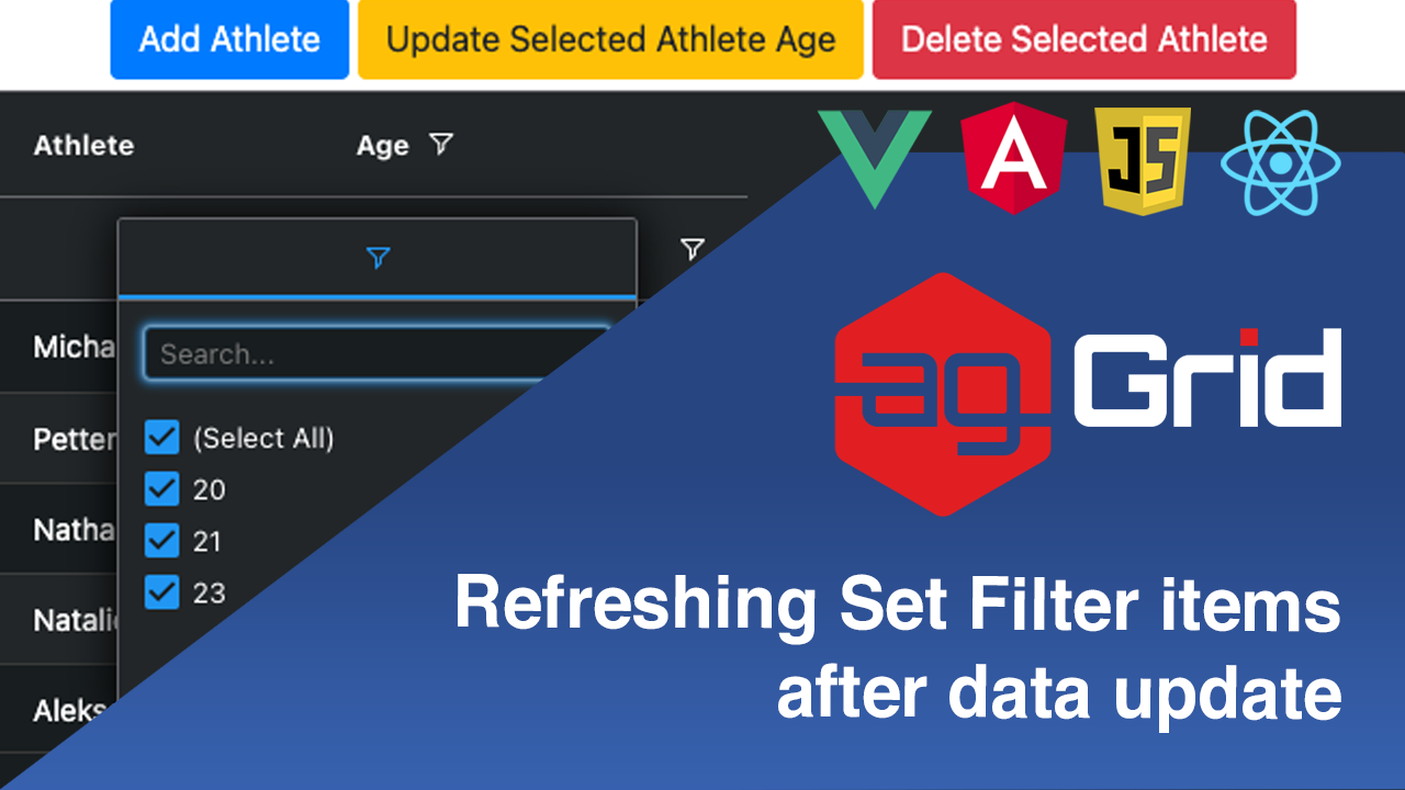 Refresh set filter items after data update with server-side row model
